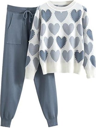 Generic Surv&ecirc;tement pour femme - Ensemble chaud dhiver 2025 - Cadeau dhiver pour la Saint-Valentin - Amour - Ample - D&eacute;contract&eacute; - Avec poche et pantalon &agrave; ma