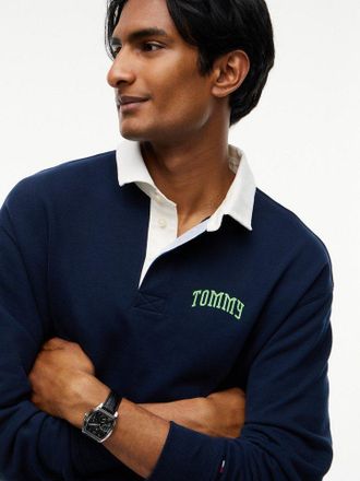 Tommy Jeans Sweatshirt TJM RLX TOMMY RUGBY EXT aus Baumwoll-Terry, Polokragen, Relaxed Fit