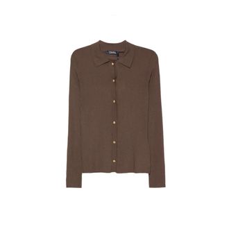 Max Mara Top ML Canale Botones Dorados - - Knitwear - Damen - Braun - M