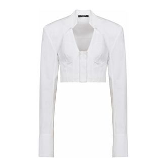 Balmain Cropped Baumwollhemd - - Blouses & Shirts - Damen - Wei&szlig; - XS