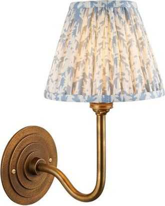 Endon Lighting Halo Applique murale Swan en laiton antique avec abat-jour en tissu bleu Shell Bay 16 cm B22