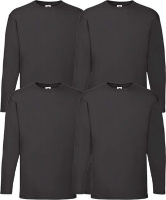 Fruit Of The Loom 4 T Shirt Longsleeve M L XL XXL Langarm Verschiedene Farbsets auswählbar (5XL, Schwarz)