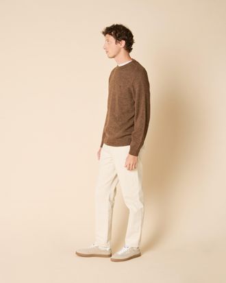 Faguo Pull col rond en laine taupe