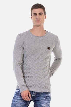 Cipo & Baxx Rundhalspullover Pullover (1-tlg) mit Zopfmuster, CP240