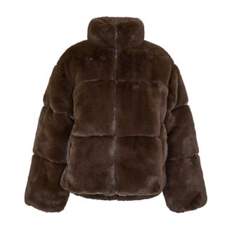 Jack Wills Steppjacke f&uuml;r Damen, Kunstfell (Schokolade)