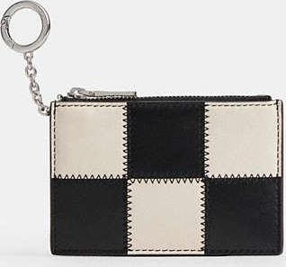Coach Kartenetui Mit Reißverschluss Und Schlüsselring Aus Leder Mit Schachbrettmuster