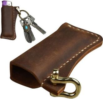 Generic Pochette en cuir - &Eacute;tui de protection en cuir, doux au toucher, fermeture s&eacute;curis&eacute;e | Porte-cl&eacute;s avec clip en m&eacute;tal en forme de fer &agrave; cheval pour poch