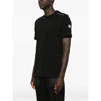 Moncler Logo-Patch Cotton T-Shirt - Black