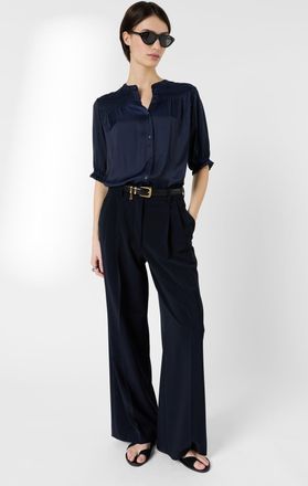 Gerard Darel Chemise en satin &agrave; smocks - CATRINE - Marine