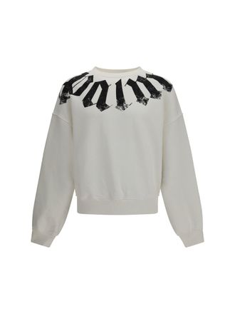 Palm Angels Mens Sweatshirt Big Neck Logo Off-White-Black Cotton Sweatshirts Off-white/black Sweater