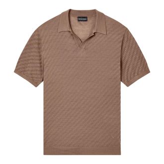 Emporio Armani Homme, Tops, Brun, Taille: M Polo en maille &agrave; manches courtes