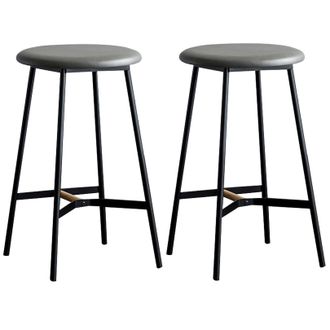 Generic Industrielle Schwarze Barhocker Mit R&uuml;ckenlehne - 2er-Set, 65 cm Sitzh&ouml;he, Eisengestell, 300 Pfund Tragkraft(Gray-2ps,75cm/29.6in)