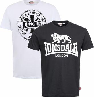 Lonsdale Herren T-Shirt Normale Passform Doppelpack DILDAWN, Black/White 5XL, 113670