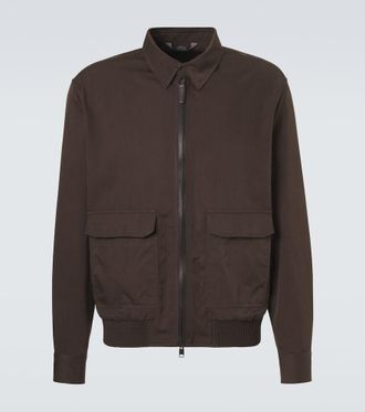 Brioni Veste blouson en soie &agrave; finitions en cuir