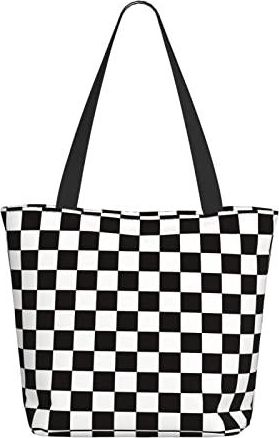 AOOEDM Sac &agrave; provisions pour dames &agrave; motif quadrill&eacute; noir et blanc 13x11x7in.Le cadeau parfait pour la Saint-Valentin.Cest de la Saint-Valentin pour maman, f