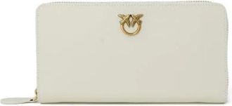 Pinko Pinko, Femme, Accessoires, Beige, Taille: ONE Size Love Birds Zip Wallet