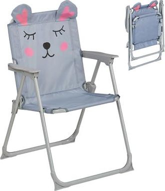 Relaxdays Kinder Klappstuhl, Campingstuhl mit Maus-Motiv, HBT: 51,5x36x37,5 cm, Picknickstuhl outdoor, Faltstuhl, bunt