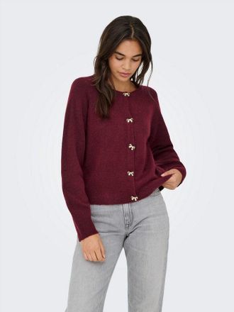 Only Strickjacke ONLTORINO LS BUTTON O-NECK CARDIG EX KNT mit tollen Schleifen-Details