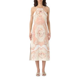 Twinset Blumiges Halter Leinenkleid - - Dresses - Damen - Mehrfarbig - S