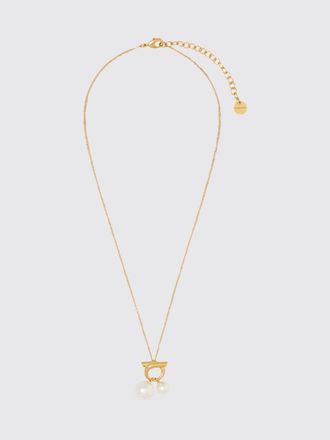 Ferragamo Collier en laiton dor&eacute; avec perles de verre et cristaux