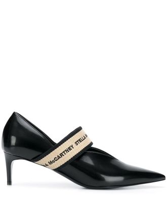 Stella McCartney escarpins &agrave; bande logo - Noir