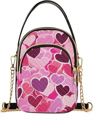 Mnsruu Petit sac &agrave; bandouli&egrave;re en cuir pour femme Motif coeur