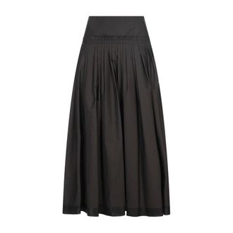 Lanvin Femme, Jupes, Noir, Taille: 36 FR Jupe midi pliss&eacute;e trap&egrave;ze