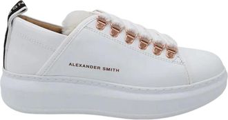 Alexander Smith Femme, Chaussures, Blanc, Taille: 36 EU Baskets en Polyester et Cuir, Style E1D