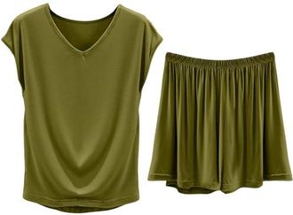 Generic Pyjama pour femme en modal, ensemble de vêtements de détente pour femme, ensemble de survêtement britannique, ensemble de pyjama short pour femme, vêt