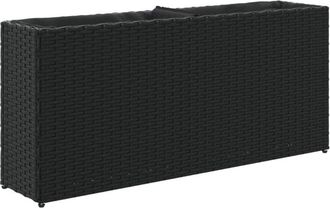 vidaXL Jardini&egrave;re avec 2 pots noir 90x20x40 cm r&eacute;sine tress&eacute;e vidaXL