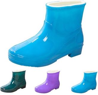 Generic Wellington Bottes de pluie courtes pour femme, l&eacute;g&egrave;res et imperm&eacute;ables, antid&eacute;rapantes, bottines Chelsea &eacute;l&eacute;gantes &agrave; talon moyen avec semelles confort