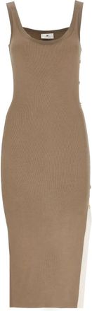 Elisabetta Franchi Femme, Robes, Brun, Taille: 38 FR Robe Tricot&eacute;e Avec Bandes en Viscose Brillante