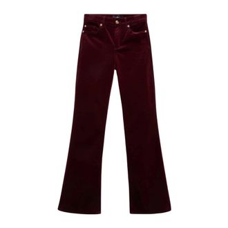 7 For All Mankind Leggy Bootcut aus Samt - - Jeans - Damen - Rot - W25