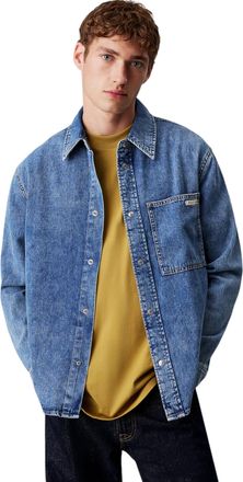 Calvin Klein Herren Jeanshemd Regular Denim Shirt Brusttasche, Denim Light,M