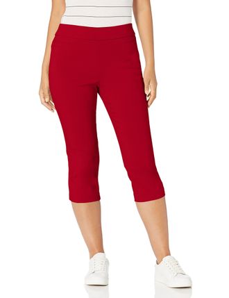 Briggs New York Damen Caprihose Zum Hineinschl&uuml;pfen mit L-Tasche L&auml;ssige Hose, Rot Amore, 42