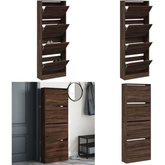vidaXL Schuhschrank Braun Eichen-Optik 60x21x163,5 cm Holzwerkstoff - Holzschrank - Schuhablage