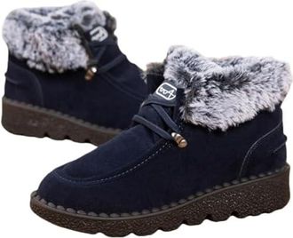 Generic Bottines dhiver pour femme - Rembourr&eacute;es en coton - Chaudes - Doublure en fourrure - Chaussures de marche, bleu, 42.5 EU