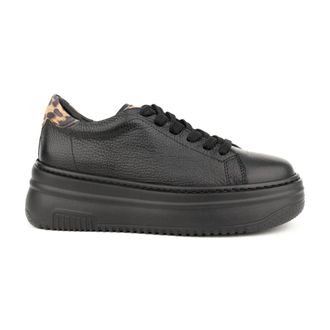 Sergio Moretti Casual Schwarze Ledersneaker - - Shoes - Damen - Schwarzk - 37 EU