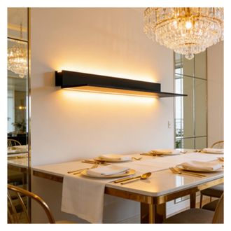 Generic An der Wand montiertes LED-Schweberegal, 220 Pfund schweres Aufbewahrungsregal aus Metall mit 4-farbig Verstellbarer doppelseitiger Beleuchtung for de