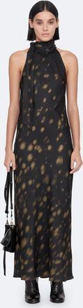 AllSaints Beril Slipkleid mit Animal-Print in Schwarz