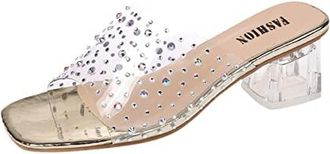 Generic Pantoufles d&eacute;t&eacute; pour femme &agrave; paillettes avec talon, pantoufles d&eacute;t&eacute; plates, antid&eacute;rapantes, chaussures de plage, talons hauts et &eacute;pais, chaussures ave