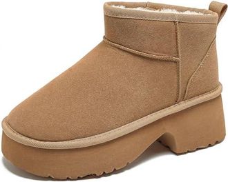 Mishansha Femme Bottines &agrave; Talons &Eacute;pais Hiver Bottes Fourr&eacute;e Chaude, Kaki 39