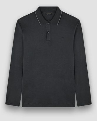 Paul & Shark Glattes Langarm-Poloshirt aus merzerisierter Baumwolle in