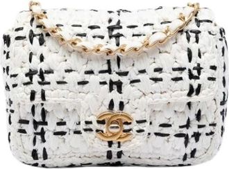 Chanel Pre-owned Sac bandouli&egrave;re en tweed tiss&eacute; - Femme - Pre-owned - Blanc - Taille: ONE Size