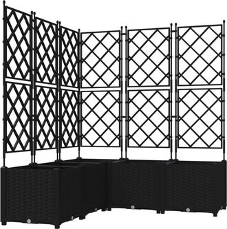 vidaXL Vidaxl - Bac &agrave; fleurs avec Treillis 5 pcs Noir 120 x 120 x 143 cm pp