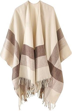 ORANDESIGNE Poncho Ch&acirc;le Femme &Eacute;charpe Cape &Eacute;paisse El&eacute;gant Chaud Hiver Grand Taille Foulard Chaud Ouverture Cachemire dimitation Douce Ch&acirc;le F Beige