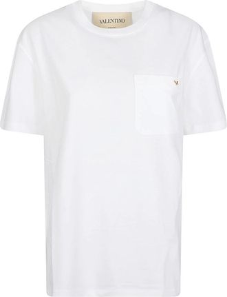 Valentino Garavani Homme, Tops, Blanc, Taille: XL T-shirt en coton