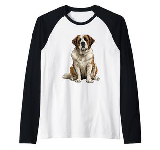Whyitsme Design Rote und wei&szlig;e Bernhardiner-Illustration Raglan