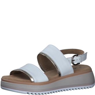 s.Oliver Damen Sandalen aus Leder Plateau, Weiß (White), 39 EU