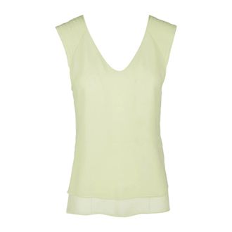 Alysi Femme, Tops, Vert, Taille: 38 FR Blouse en crêpe avec encolure en V et coupe évasée